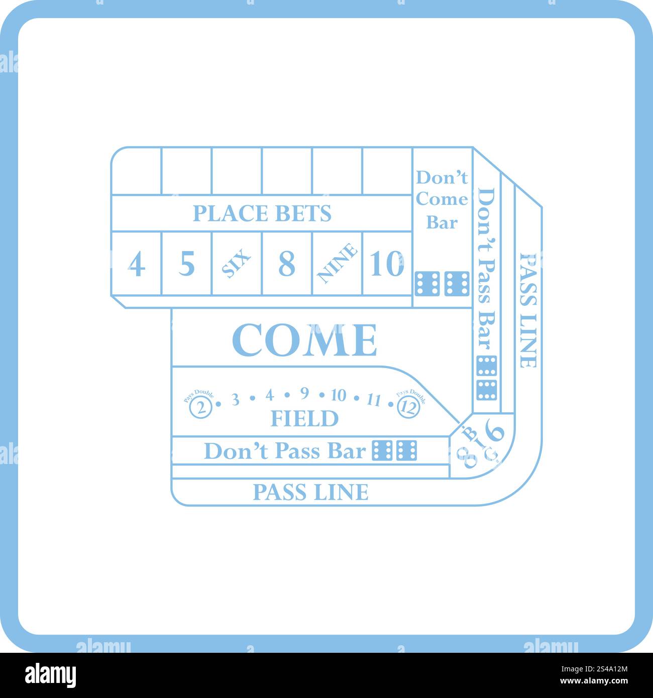 Craps table icon. Blue frame design. Vector illustration Stock Vector ...