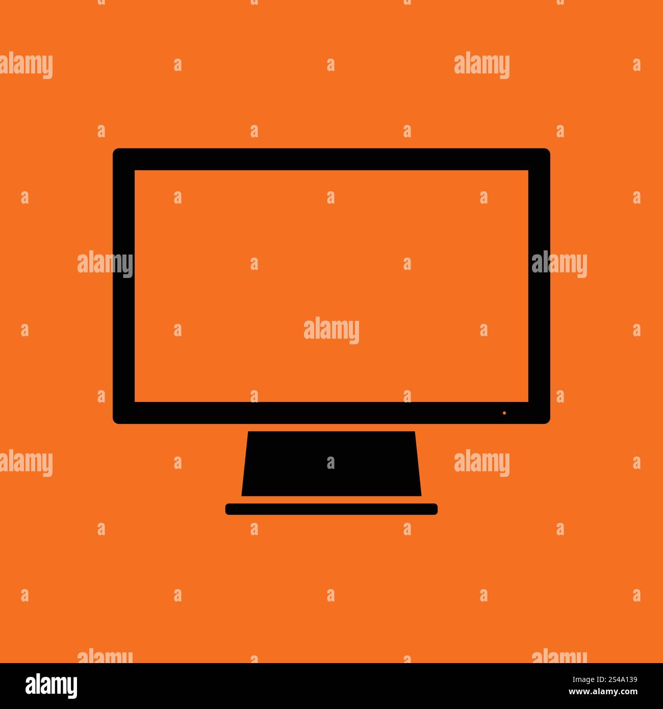Monitor icon. Orange background with black. Vector illustration Stock ...