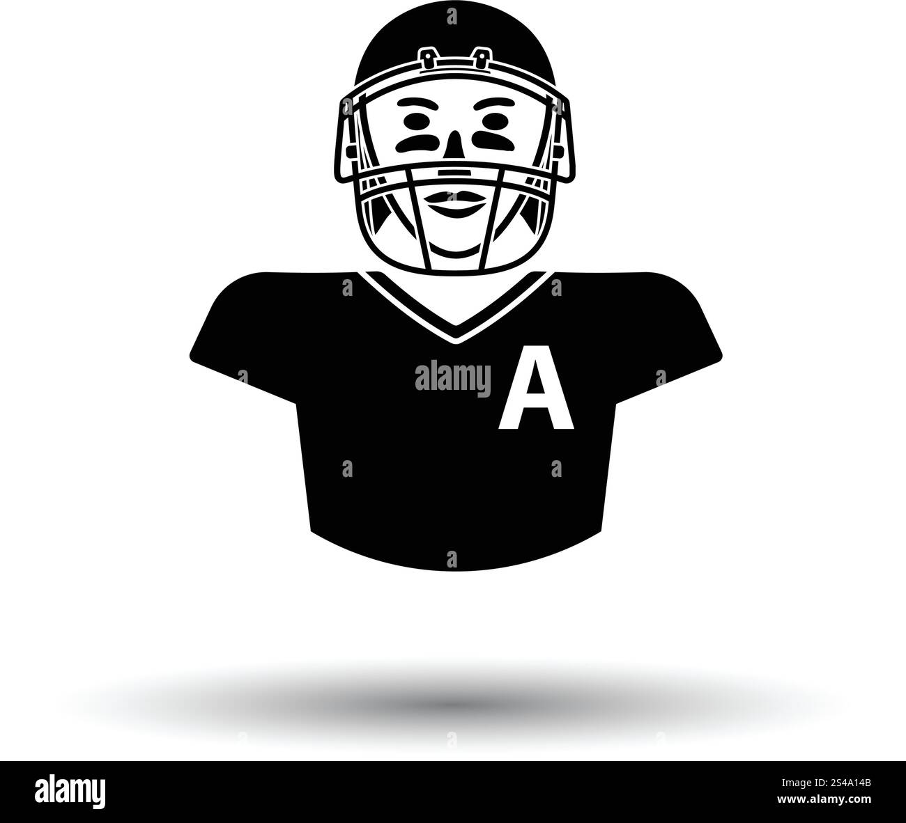 American football player icon. White background with shadow design ...