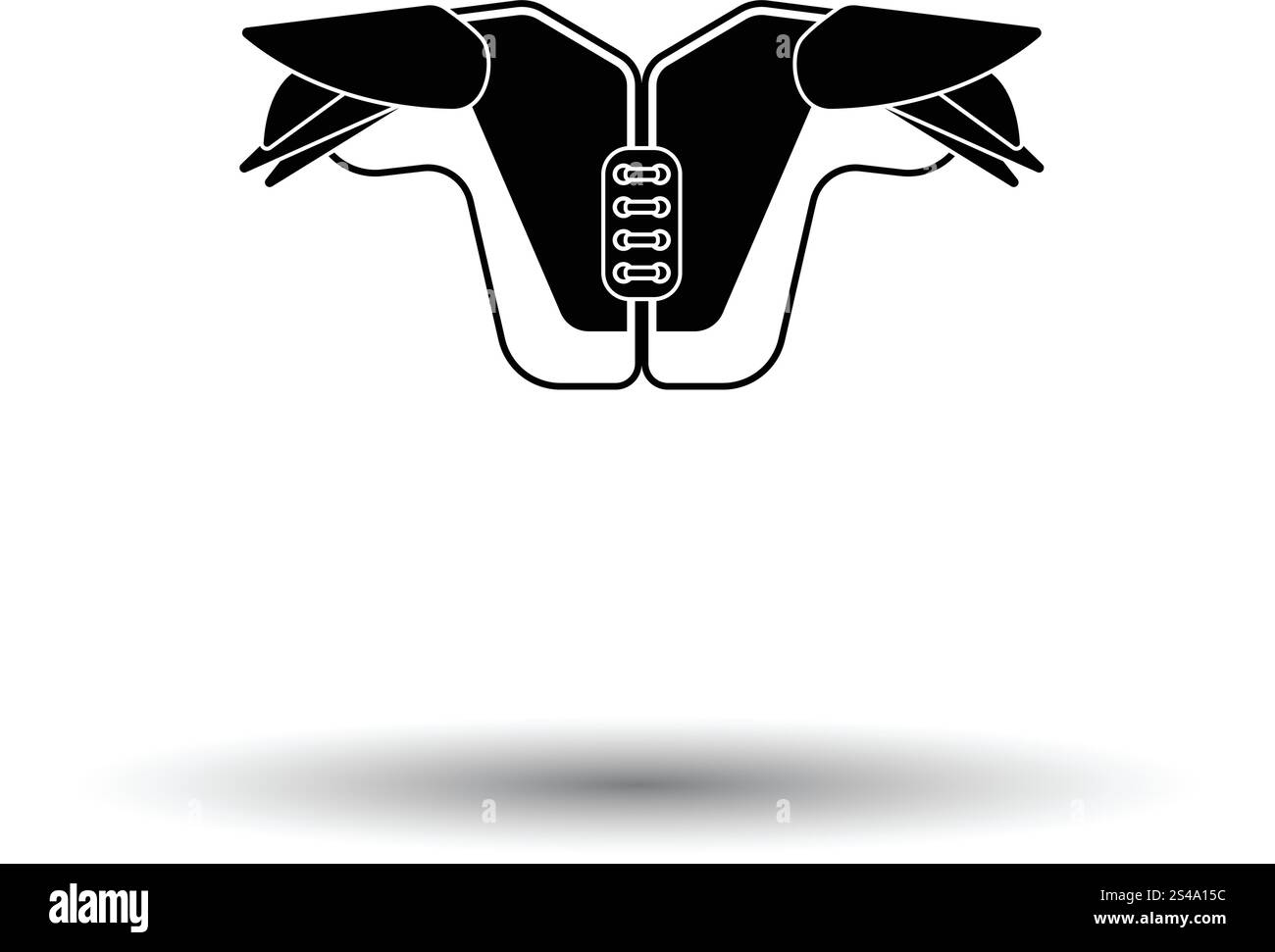 American football chest protection icon. White background with shadow ...