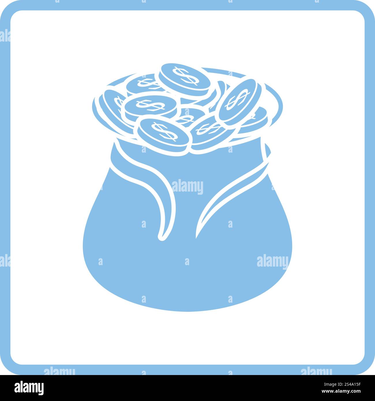 Open money bag icon. Blue frame design. Vector illustration Stock ...