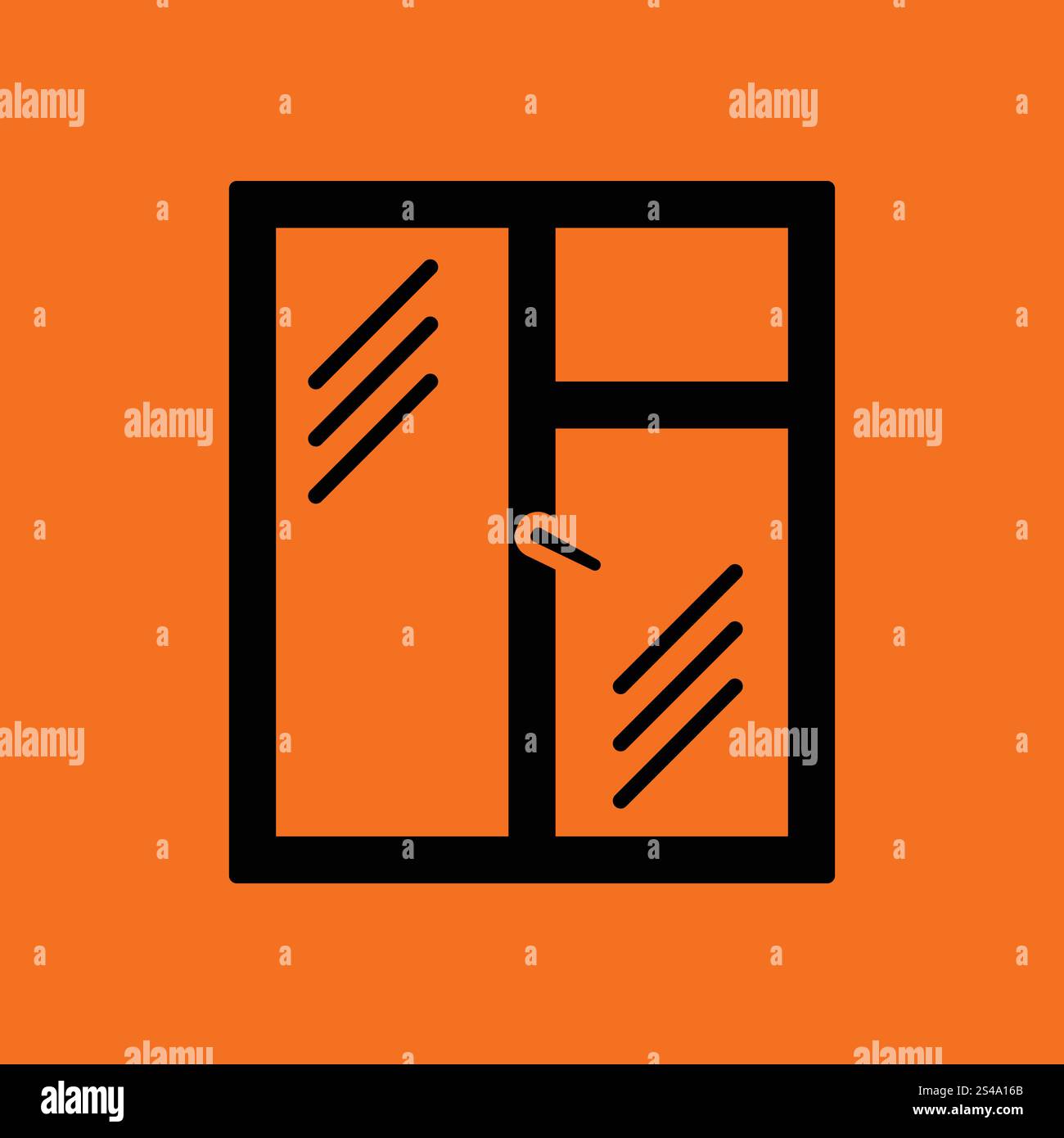 Icon of closed window frame. Orange background with black. Vector ...