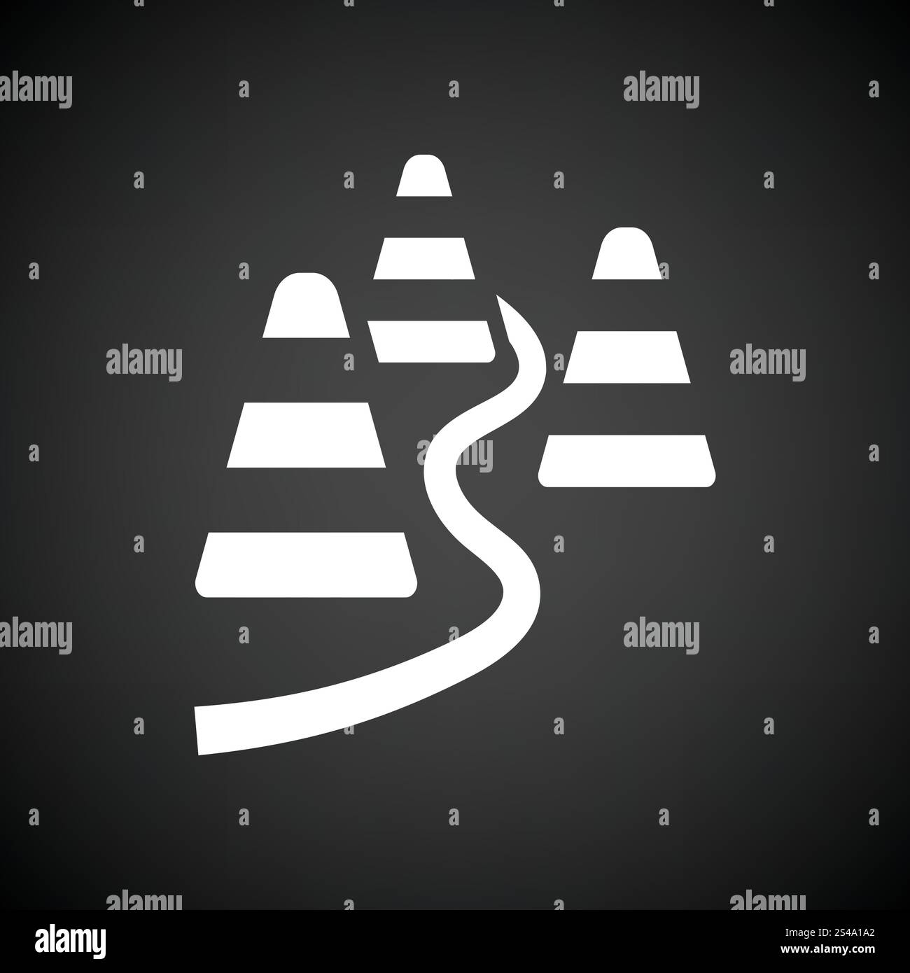 Soccer training cones icon. Black background with white. Vector ...