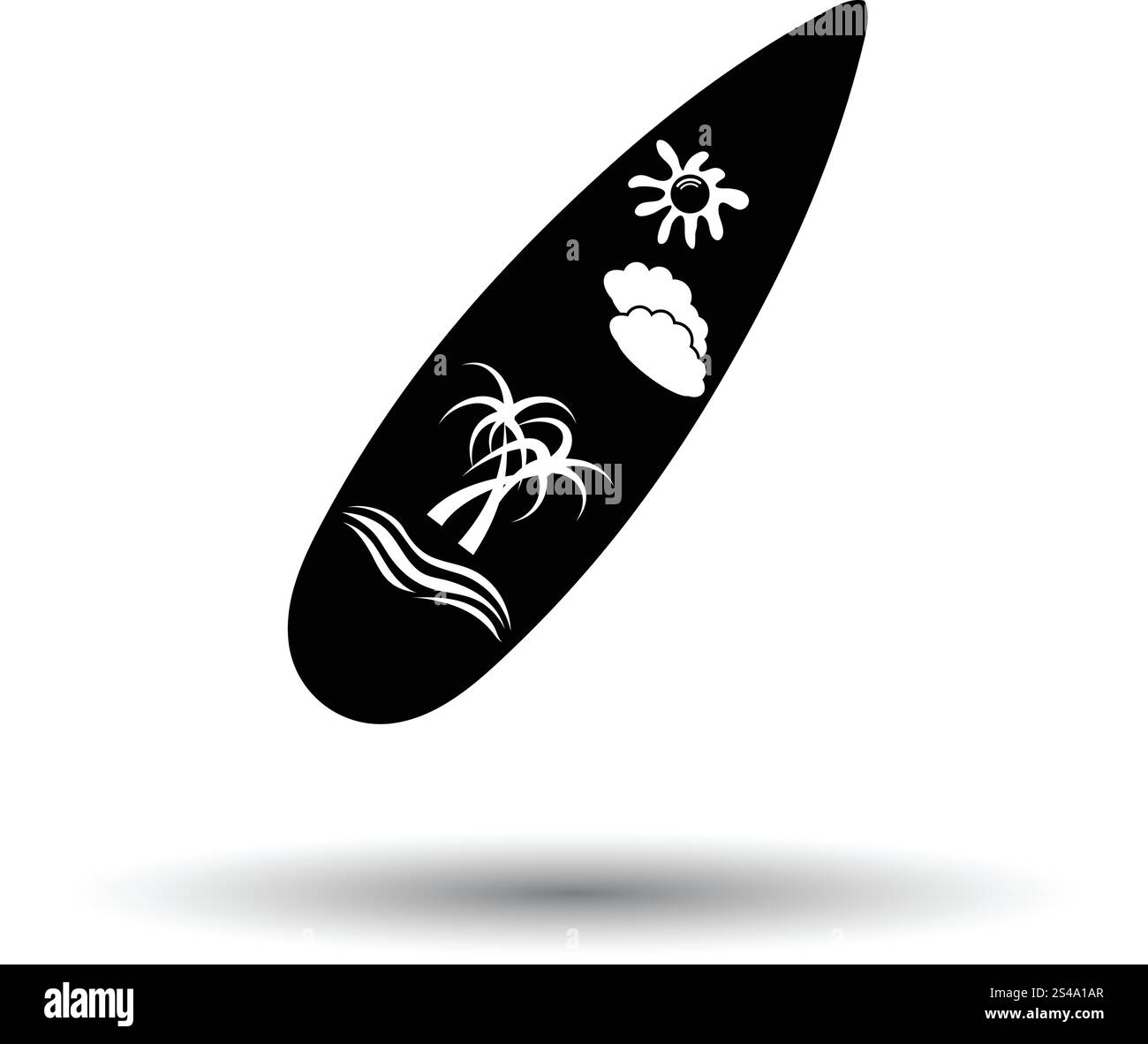 Surfboard icon. White background with shadow design. Vector ...