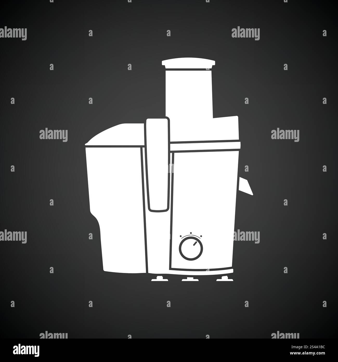 Juicer machine icon. Black background with white. Vector illustration ...