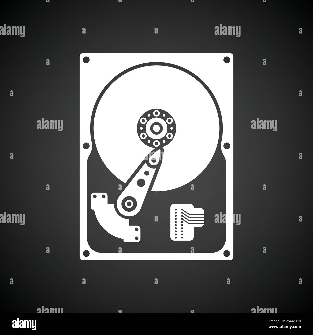 HDD icon. Black background with white. Vector illustration Stock Vector ...