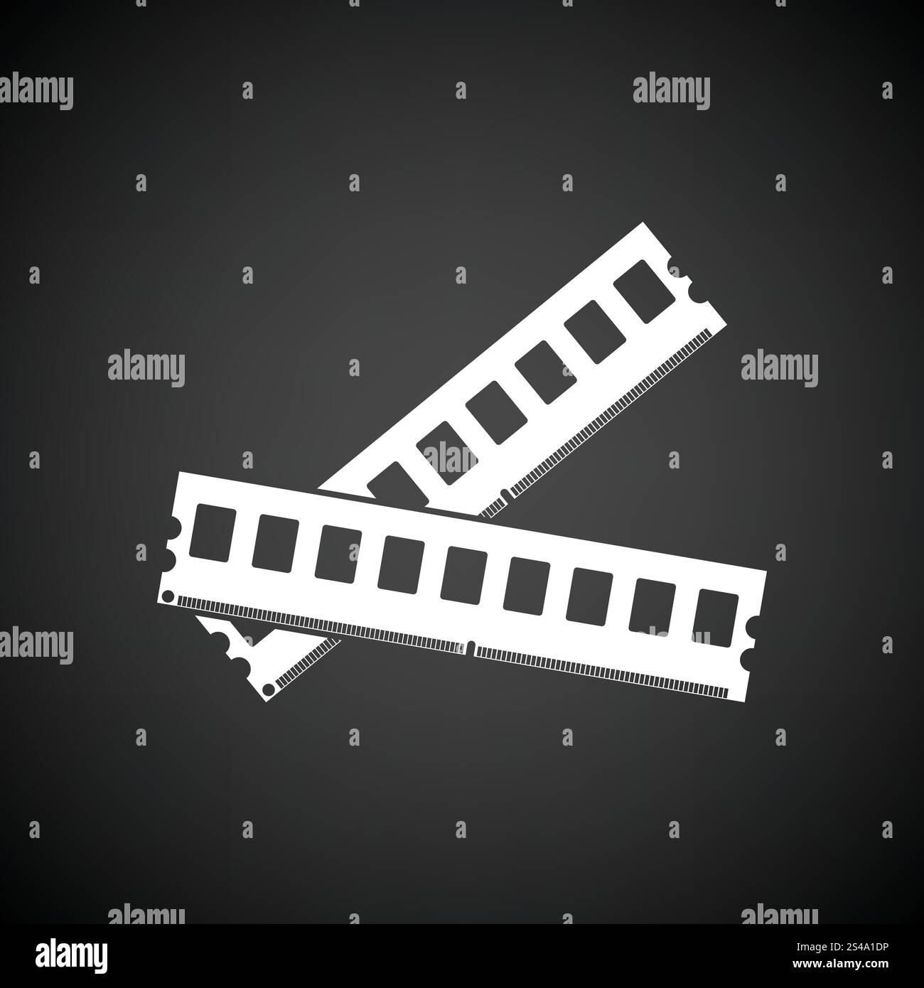 Computer memory icon. Black background with white. Vector illustration ...