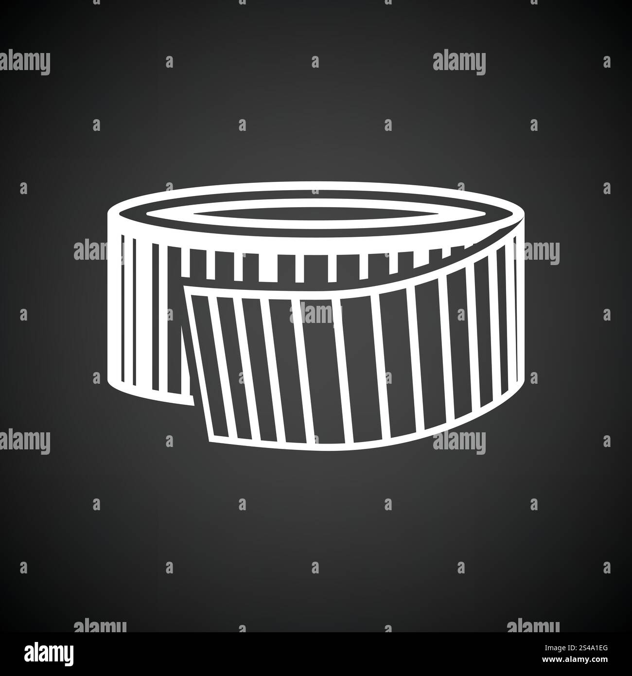 Measure tape icon. Black background with white. Vector illustration ...