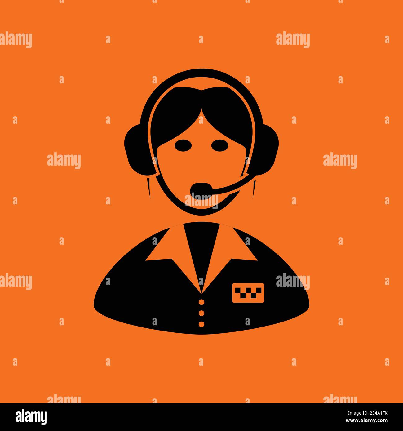 Taxi dispatcher icon. Orange background with black. Vector illustration ...
