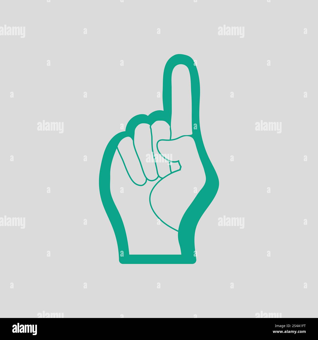 Fan foam hand with number one gesture icon. Gray background with green ...