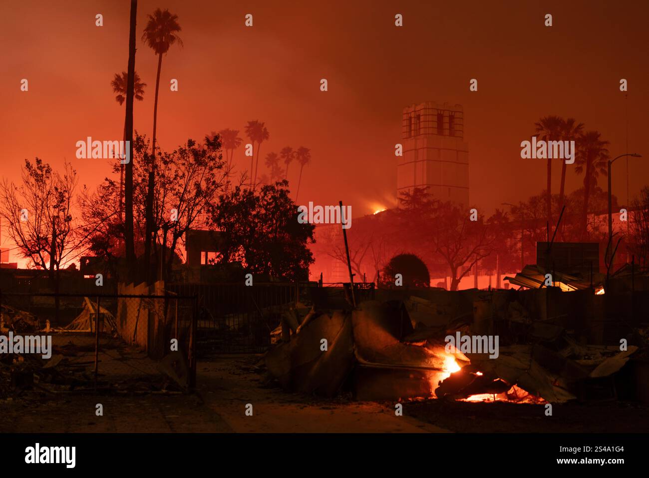Altadena, California, USA - January 8, 2025: Aided by extreme Santa Ana ...