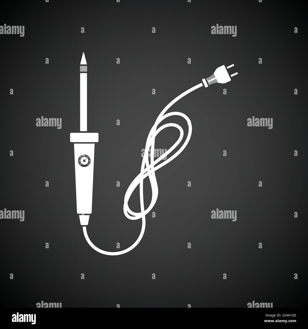 Soldering iron icon. Black background with white. Vector illustration ...