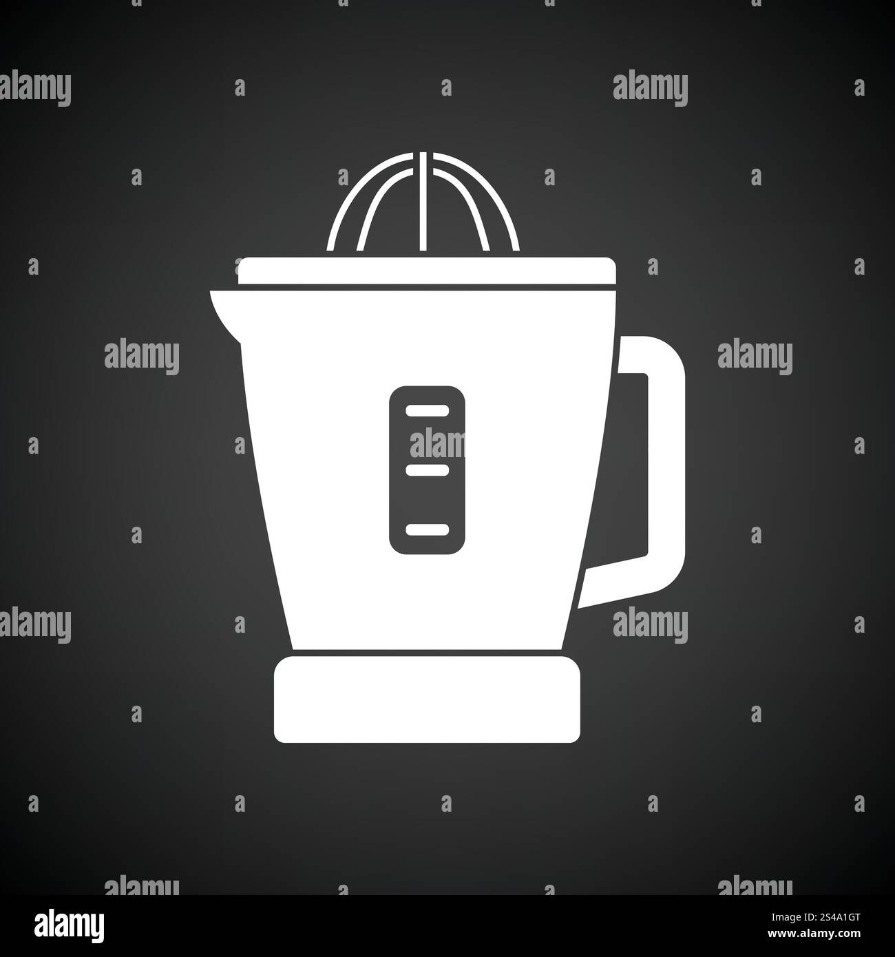 Citrus juicer machine icon. Black background with white. Vector ...