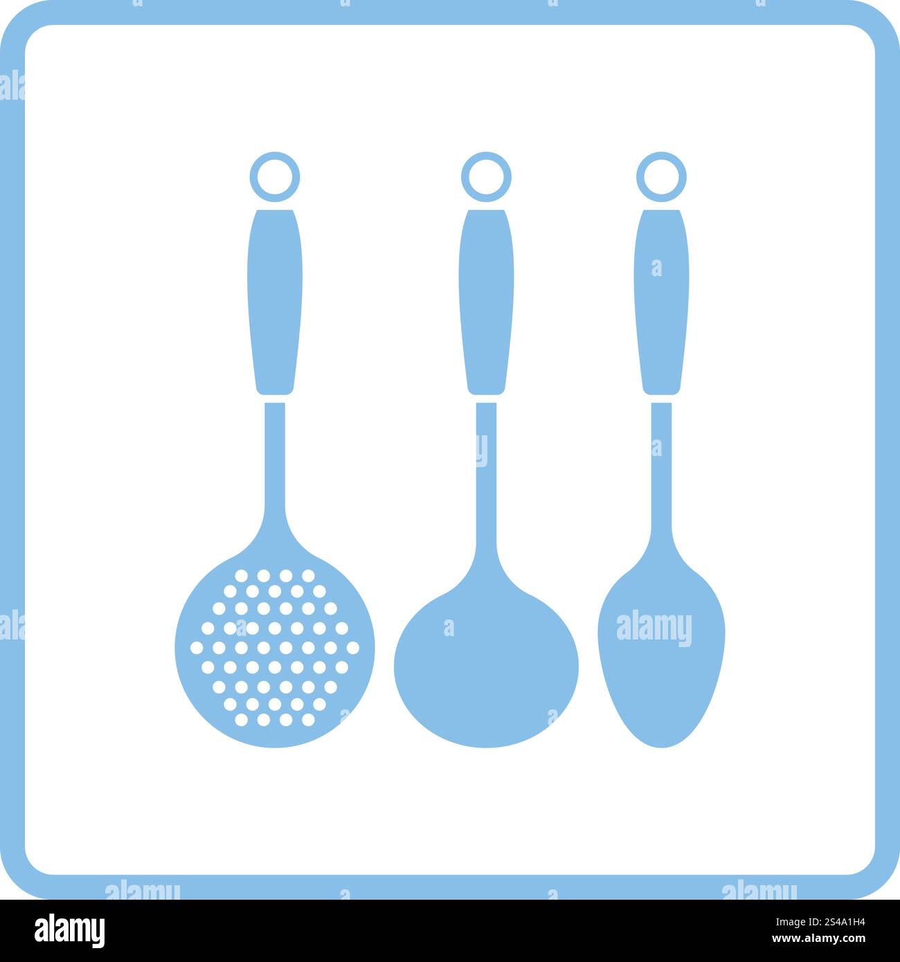 Ladle set icon. Blue frame design. Vector illustration Stock Vector ...