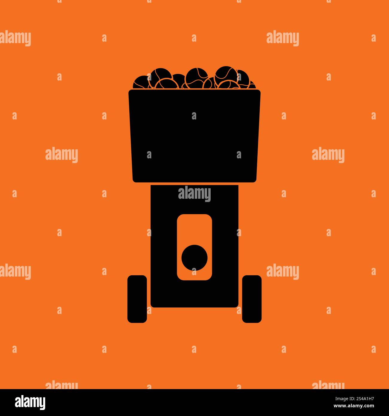 Tennis serve ball machine icon. Orange background with black. Vector ...