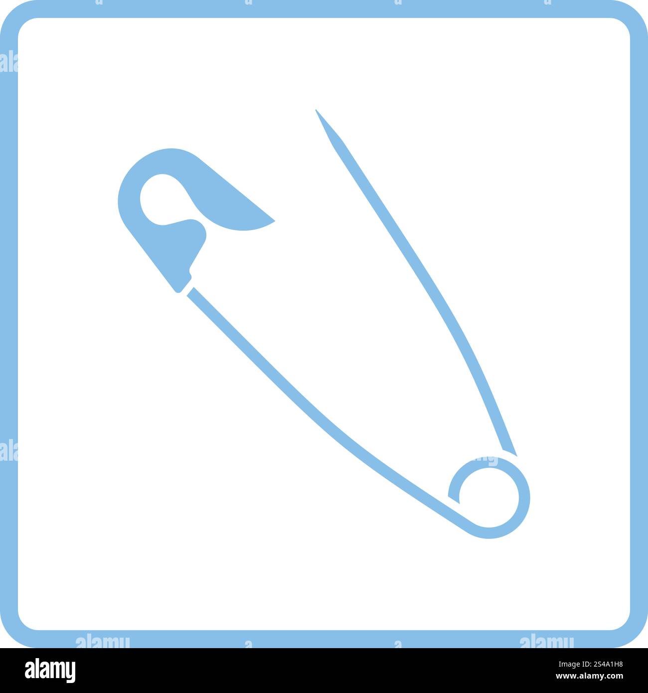 Tailor safety pin icon. Blue frame design. Vector illustration Stock ...