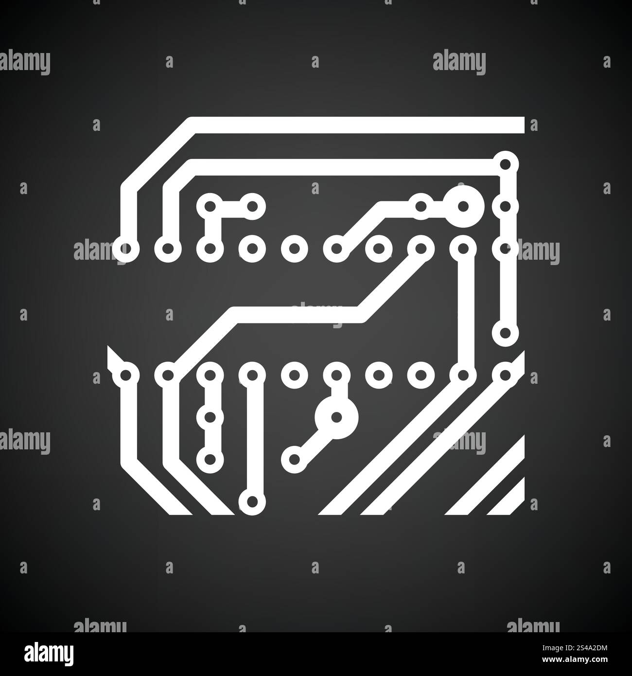 Circuit board icon. Black background with white. Vector illustration ...