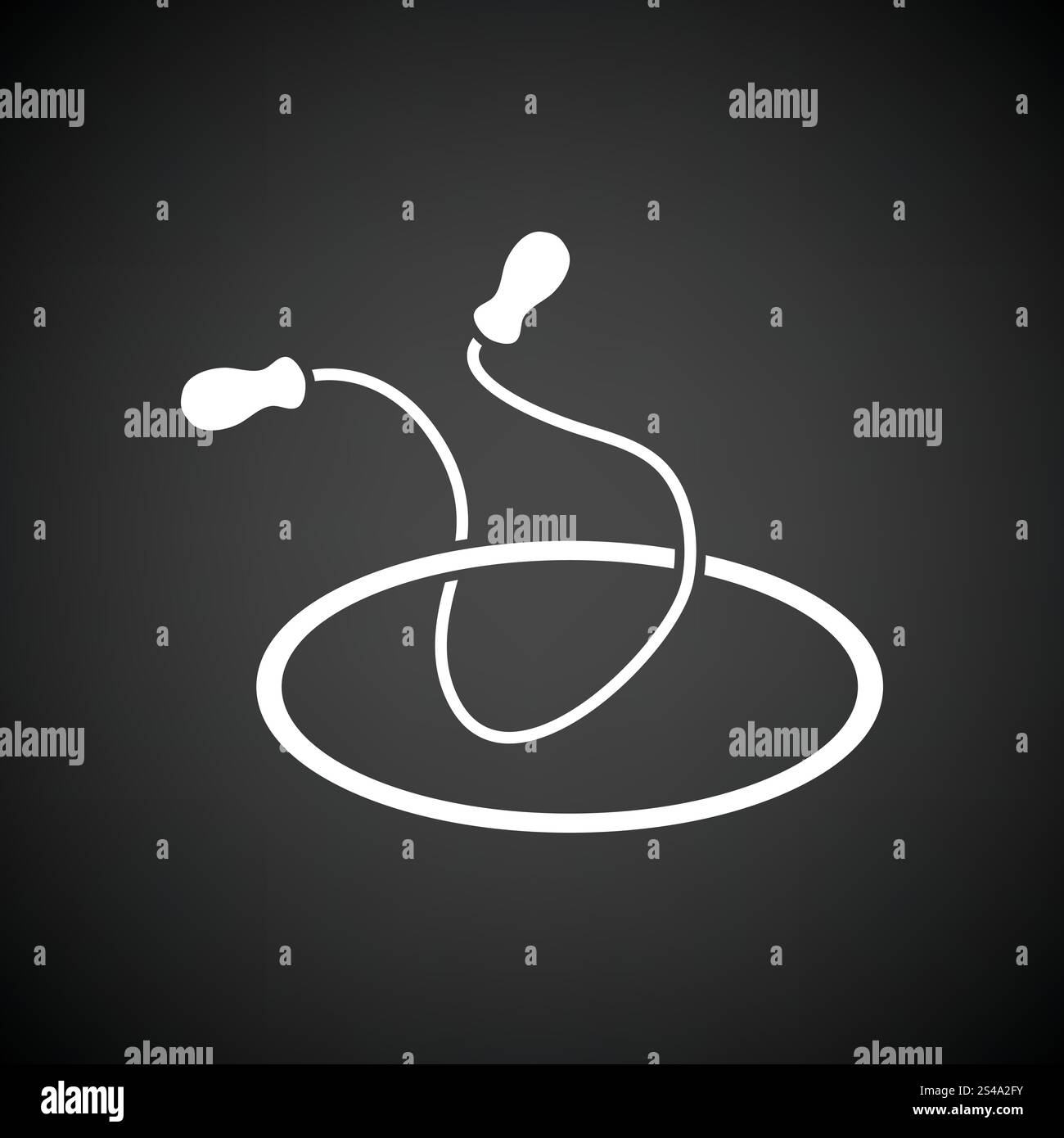 Jump rope and hoop icon. Black background with white. Vector ...