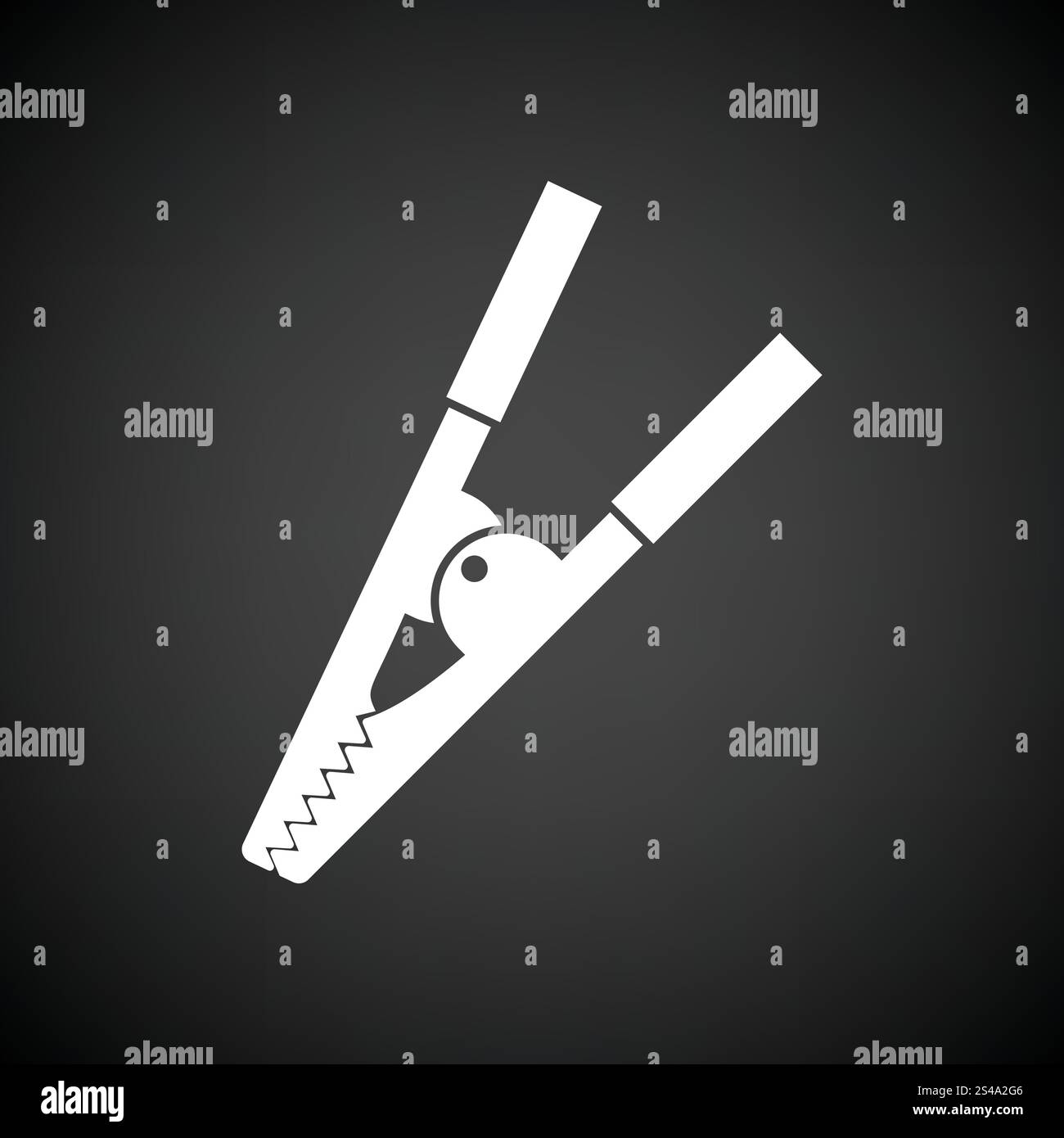 Crocodile clip icon. Black background with white. Vector illustration ...