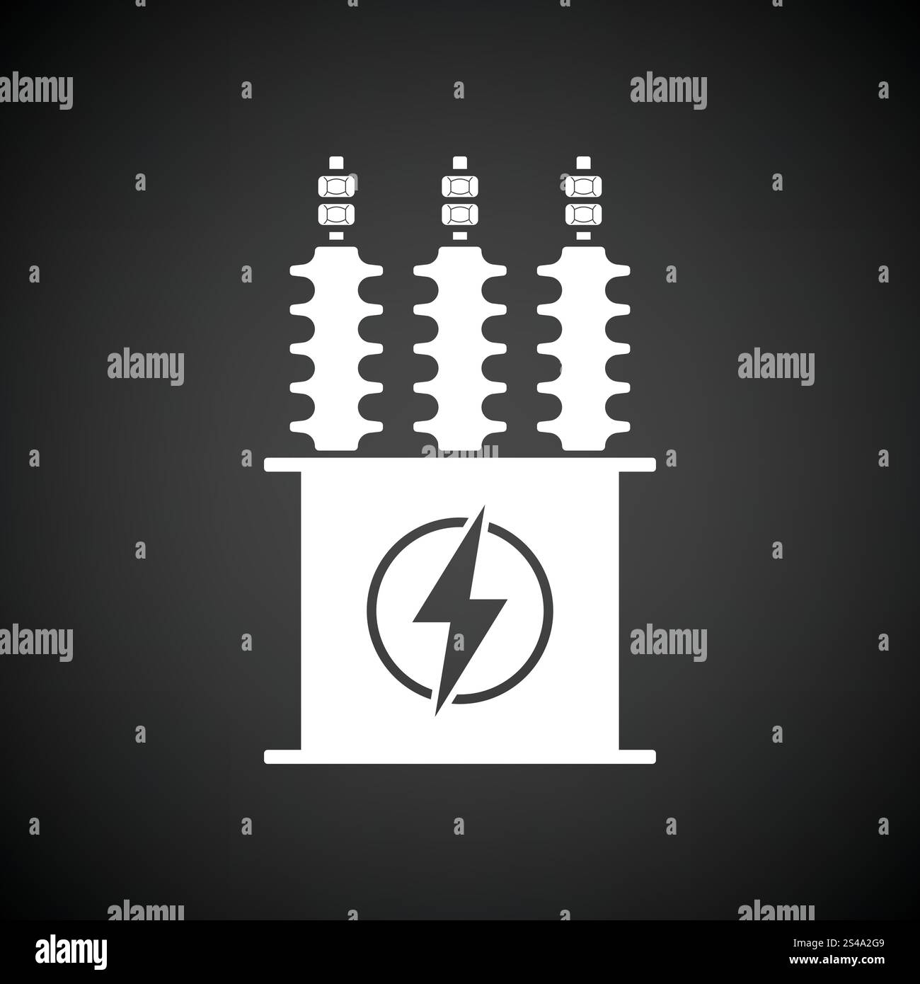 Electric transformer icon. Black background with white. Vector ...