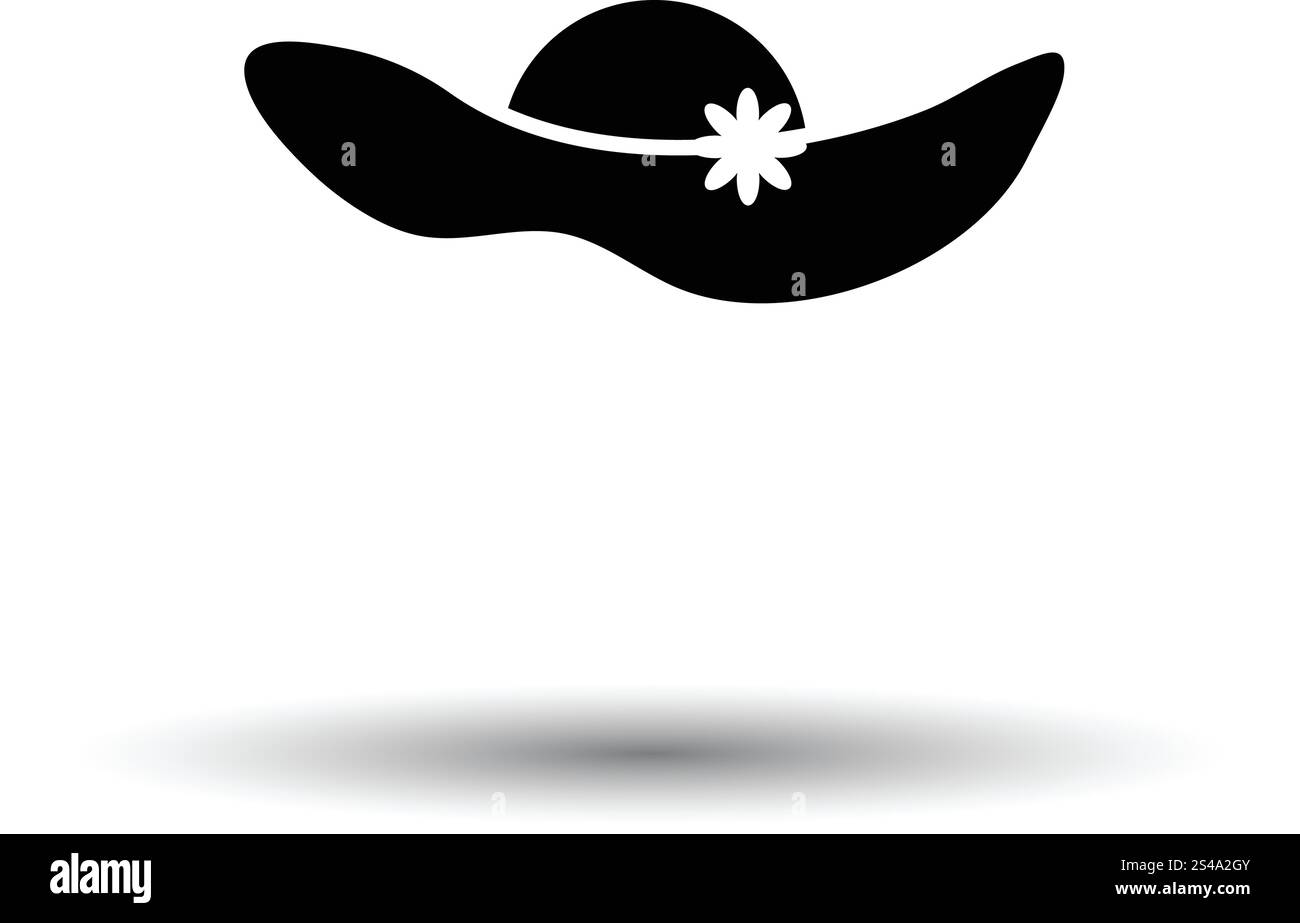 Elegant woman hat icon. White background with shadow design. Vector ...