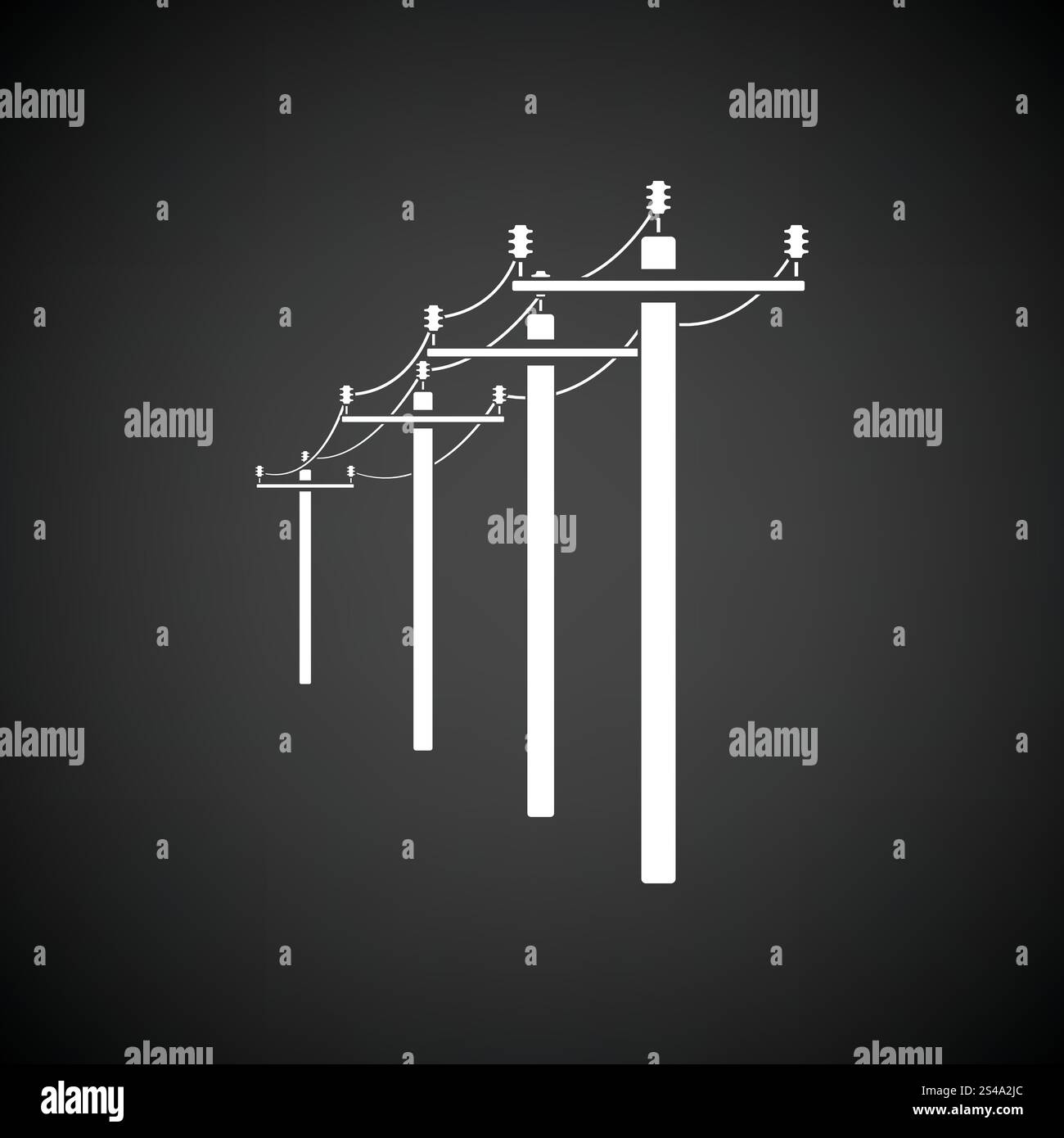 High voltage line icon. Black background with white. Vector ...