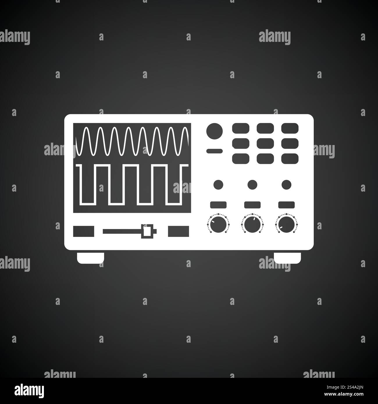 Oscilloscope icon. Black background with white. Vector illustration ...