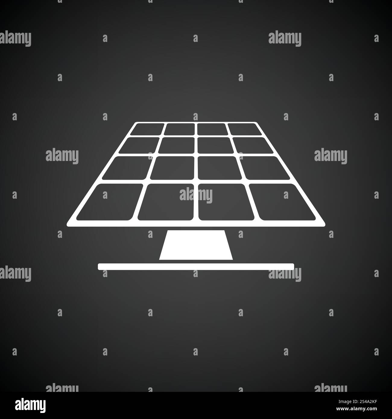 Solar energy panel icon. Black background with white. Vector ...