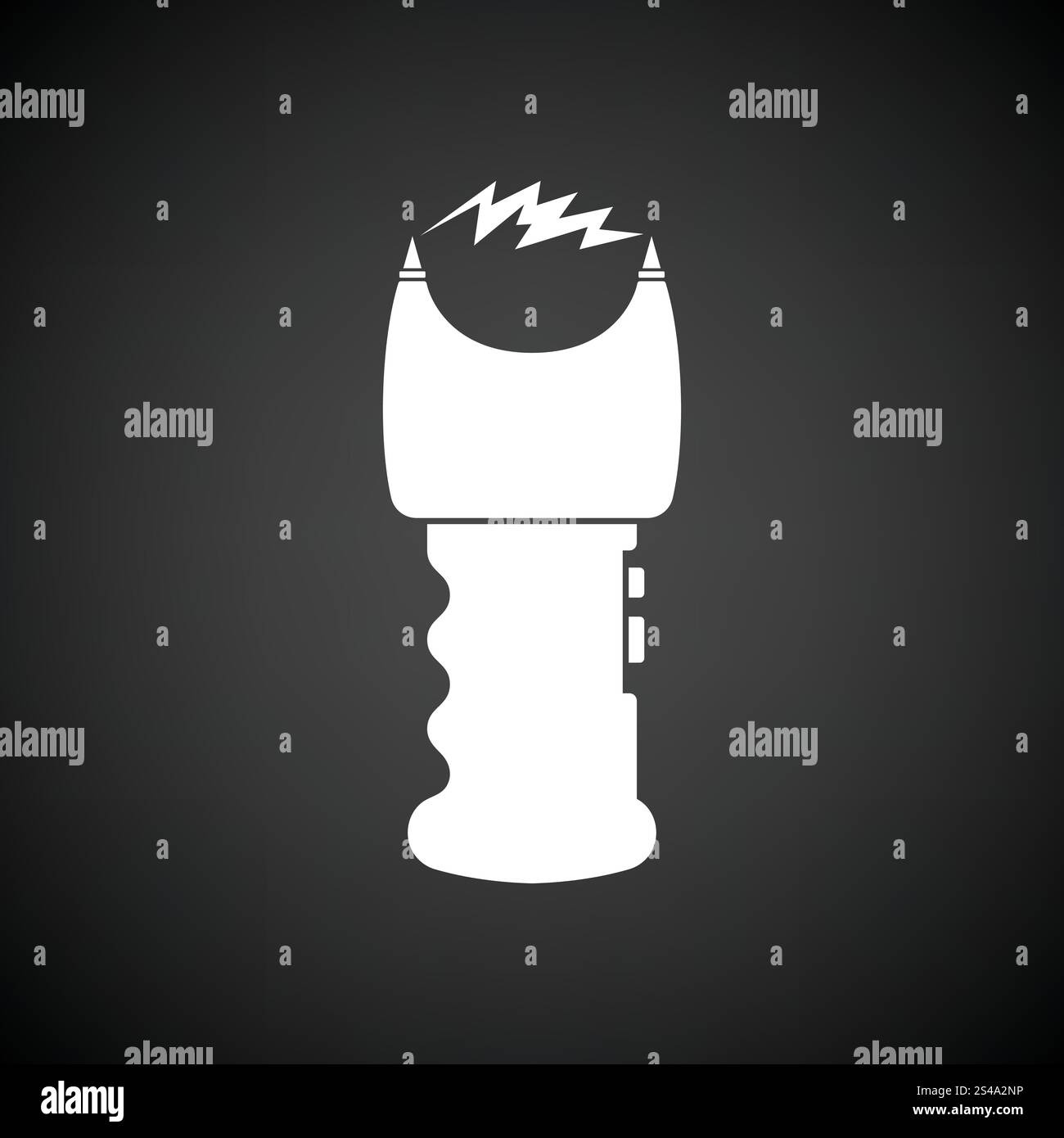 Stun gun icon. Black background with white. Vector illustration Stock ...
