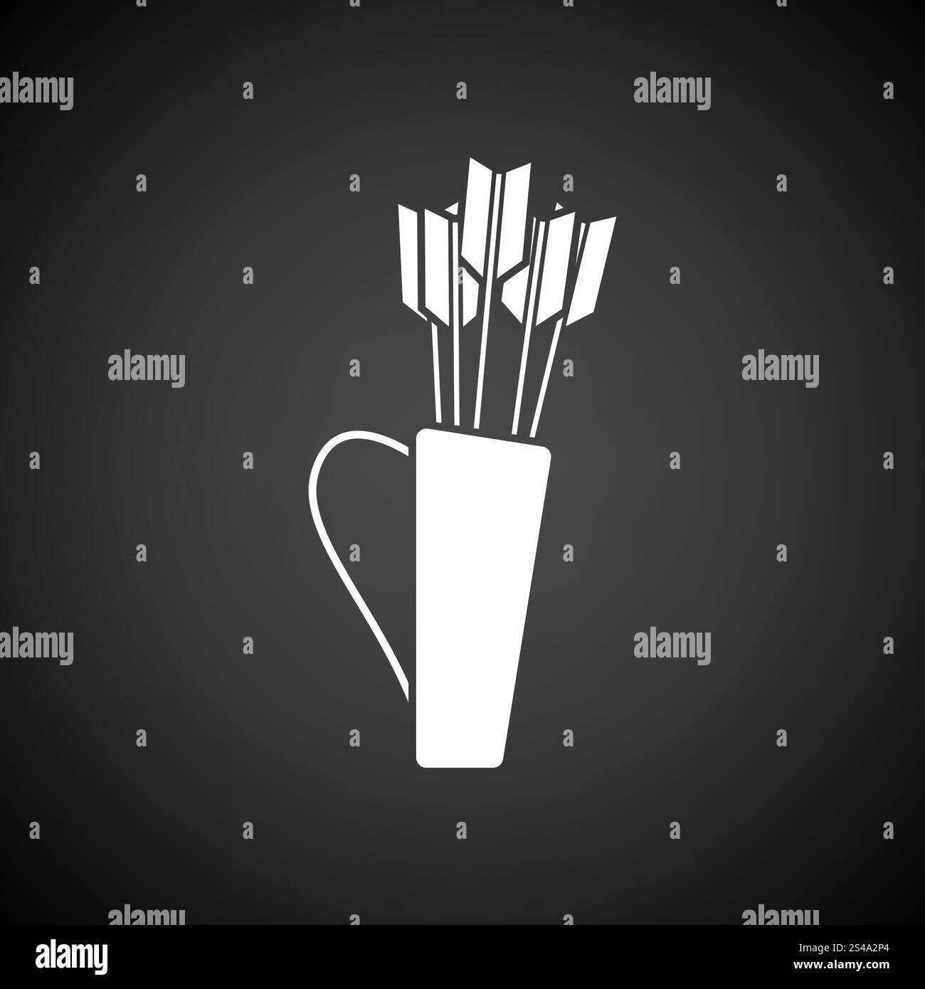 Quiver with arrows icon. Black background with white. Vector ...
