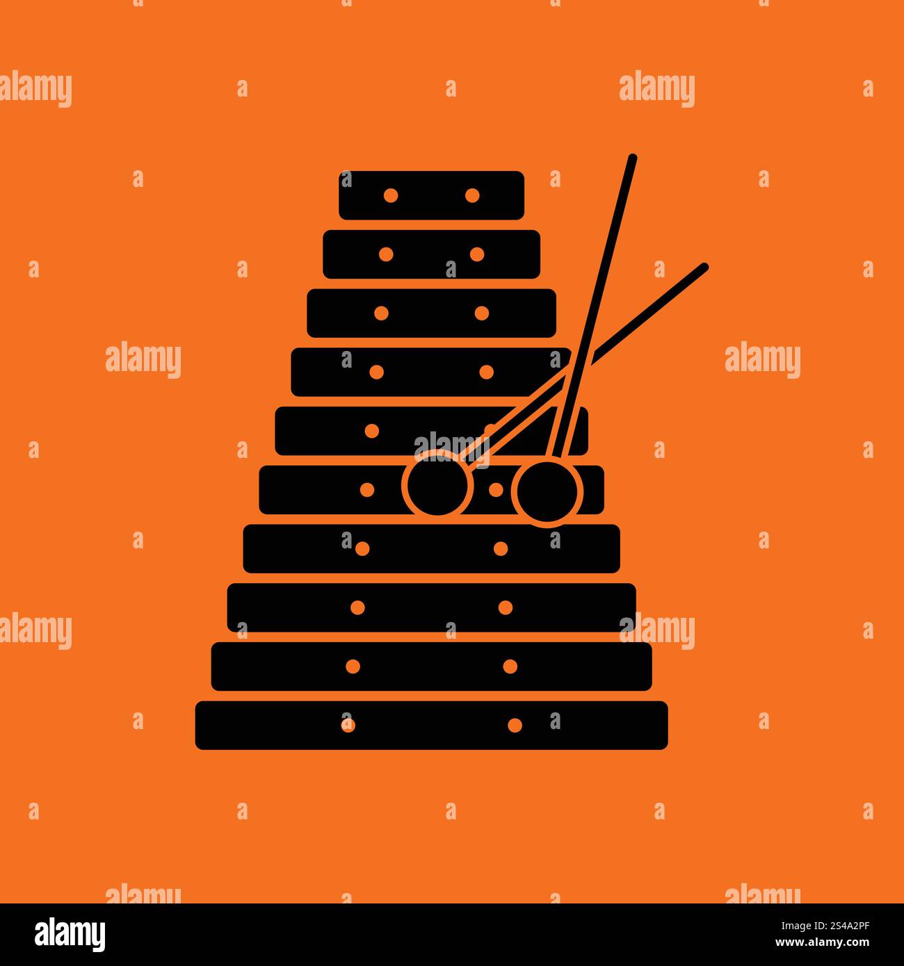 Xylophone icon. Orange background with black. Vector illustration Stock ...