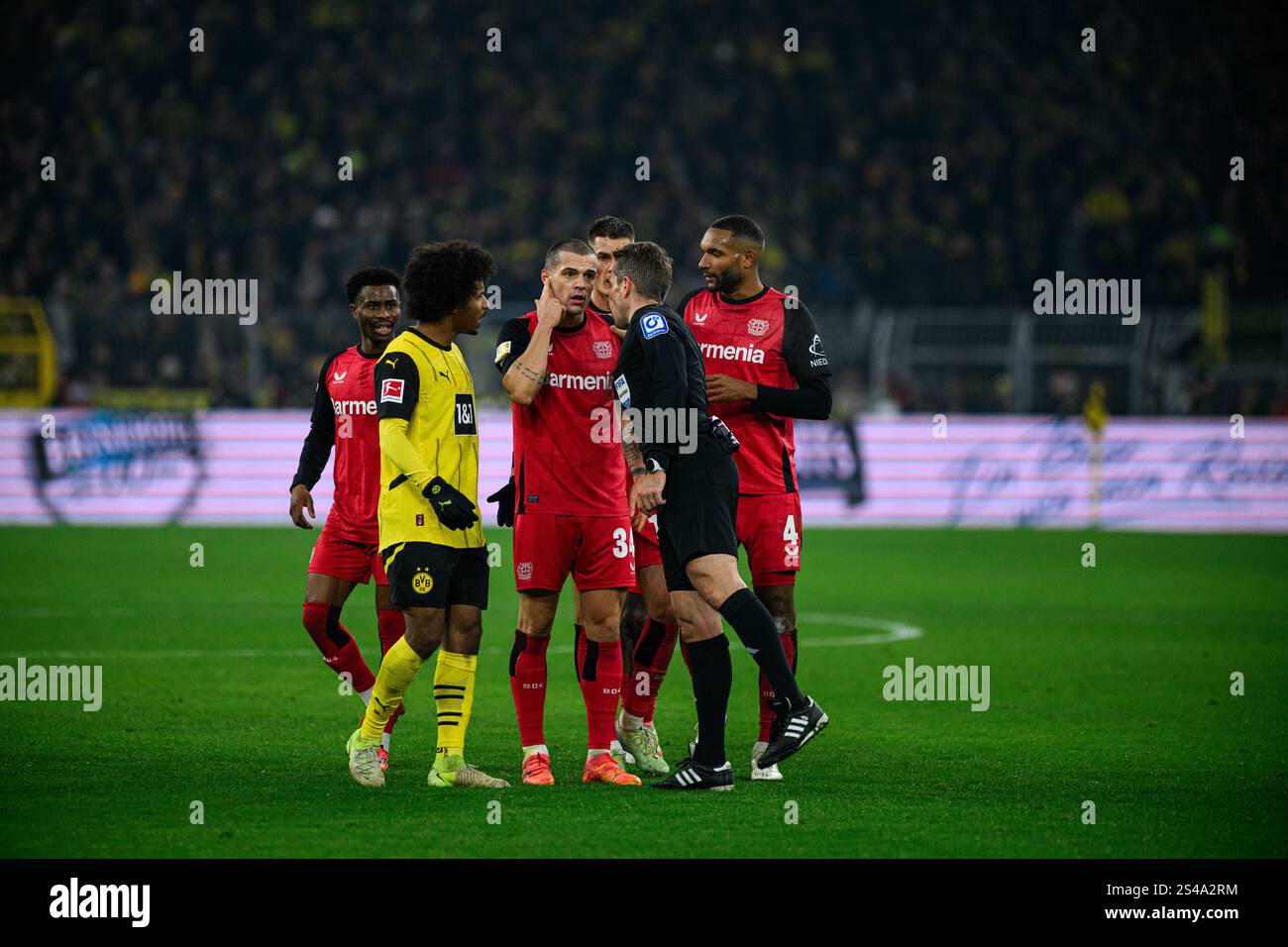 DORTMUND, GERMANY - 10 JANUARY, 2025: Granit Xhaka, Karim Adeyemi ...