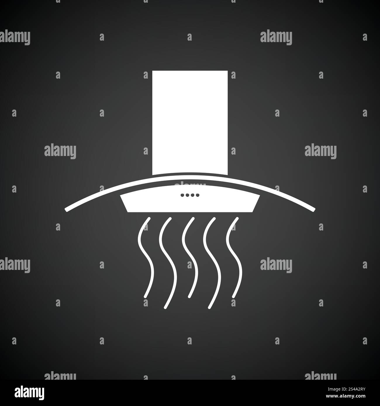 Kitchen hood icon. Black background with white. Vector illustration ...