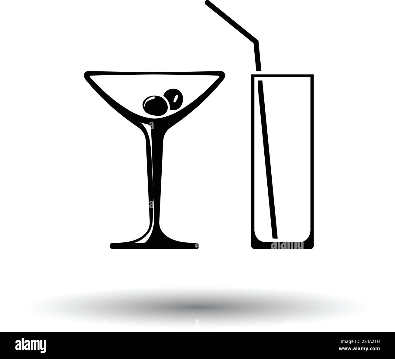 Coctail glasses icon. White background with shadow design. Vector ...