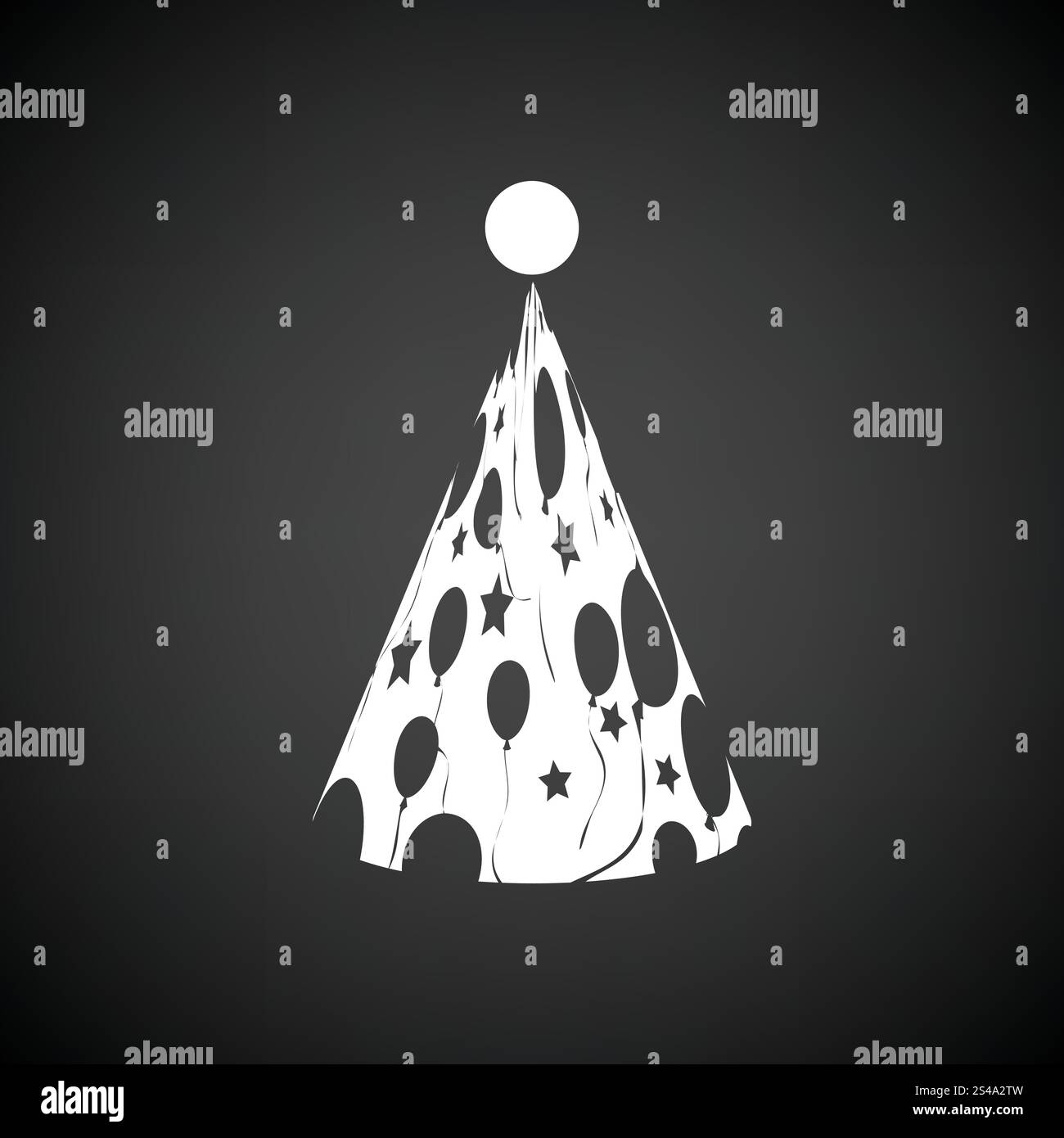 Party cone hat icon. Black background with white. Vector illustration ...