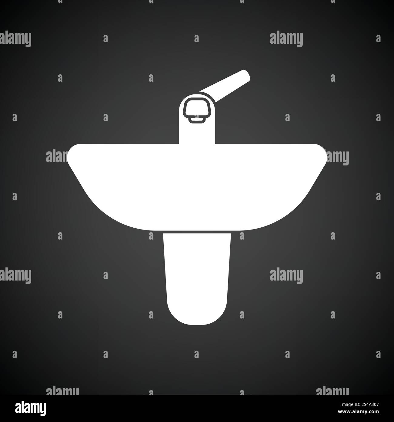 Wash basin icon. Black background with white. Vector illustration Stock ...