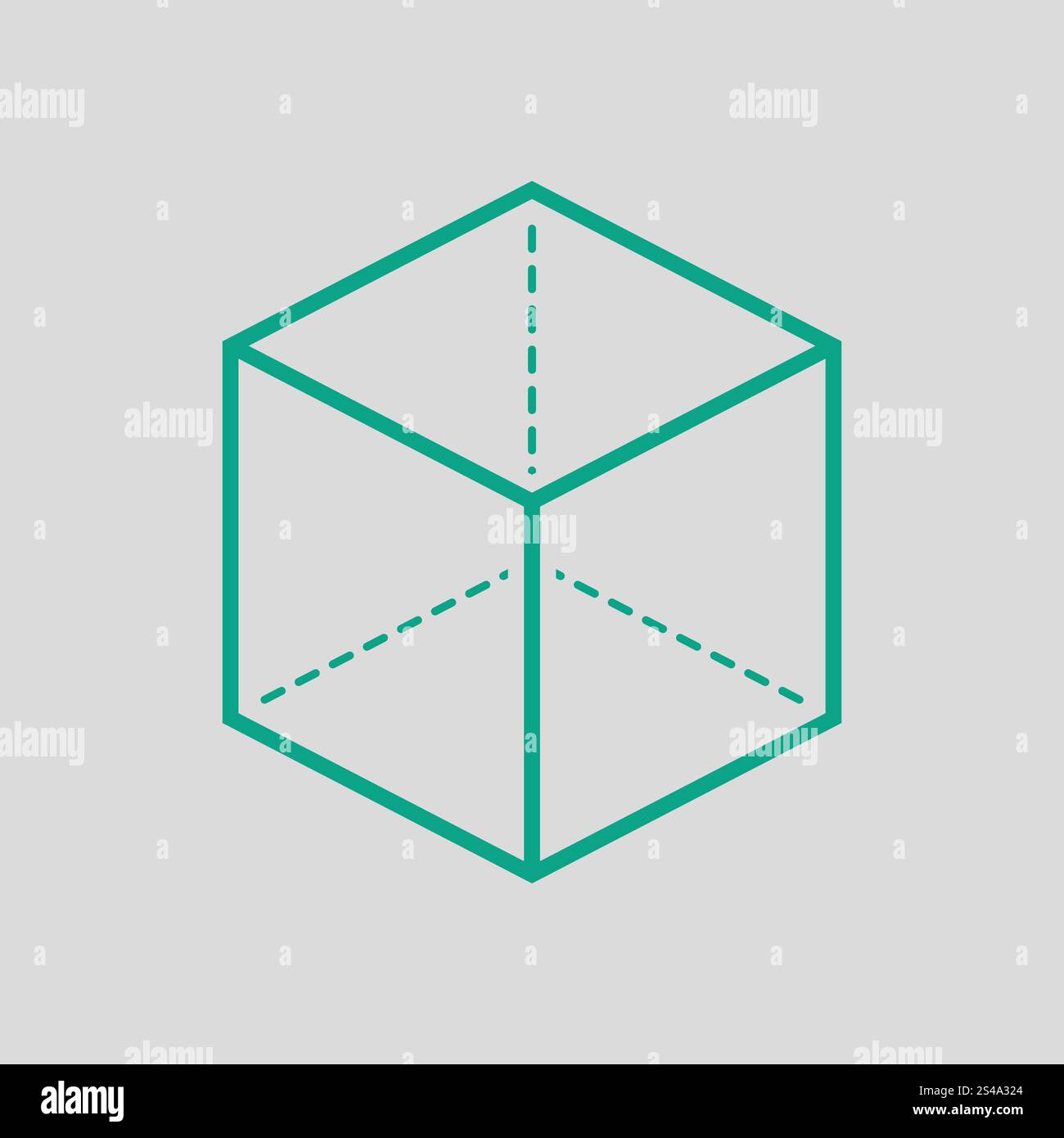 Cube with projection icon. Gray background with green. Vector ...