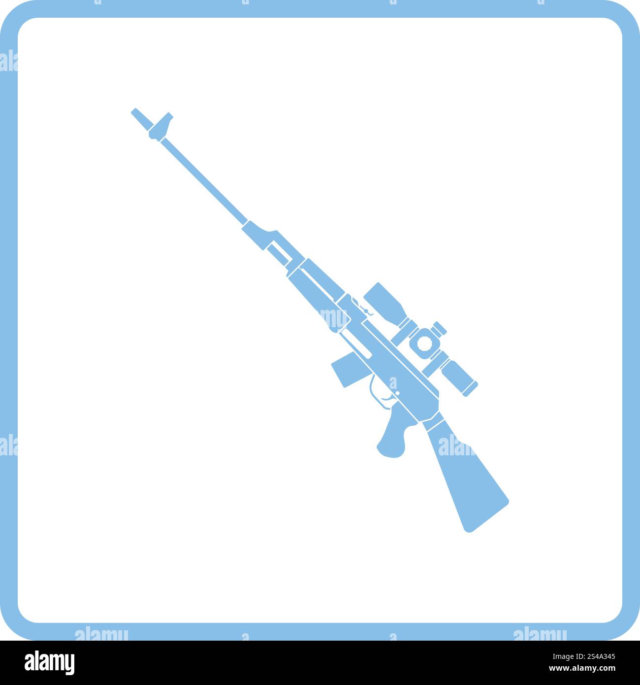 Sniper rifle icon. Blue frame design. Vector illustration Stock Vector ...