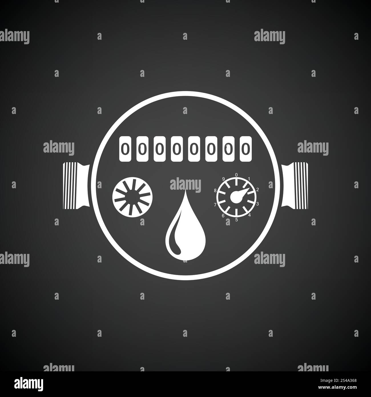 Water meter icon. Black background with white. Vector illustration Stock Vector Image & Art - Alamy
