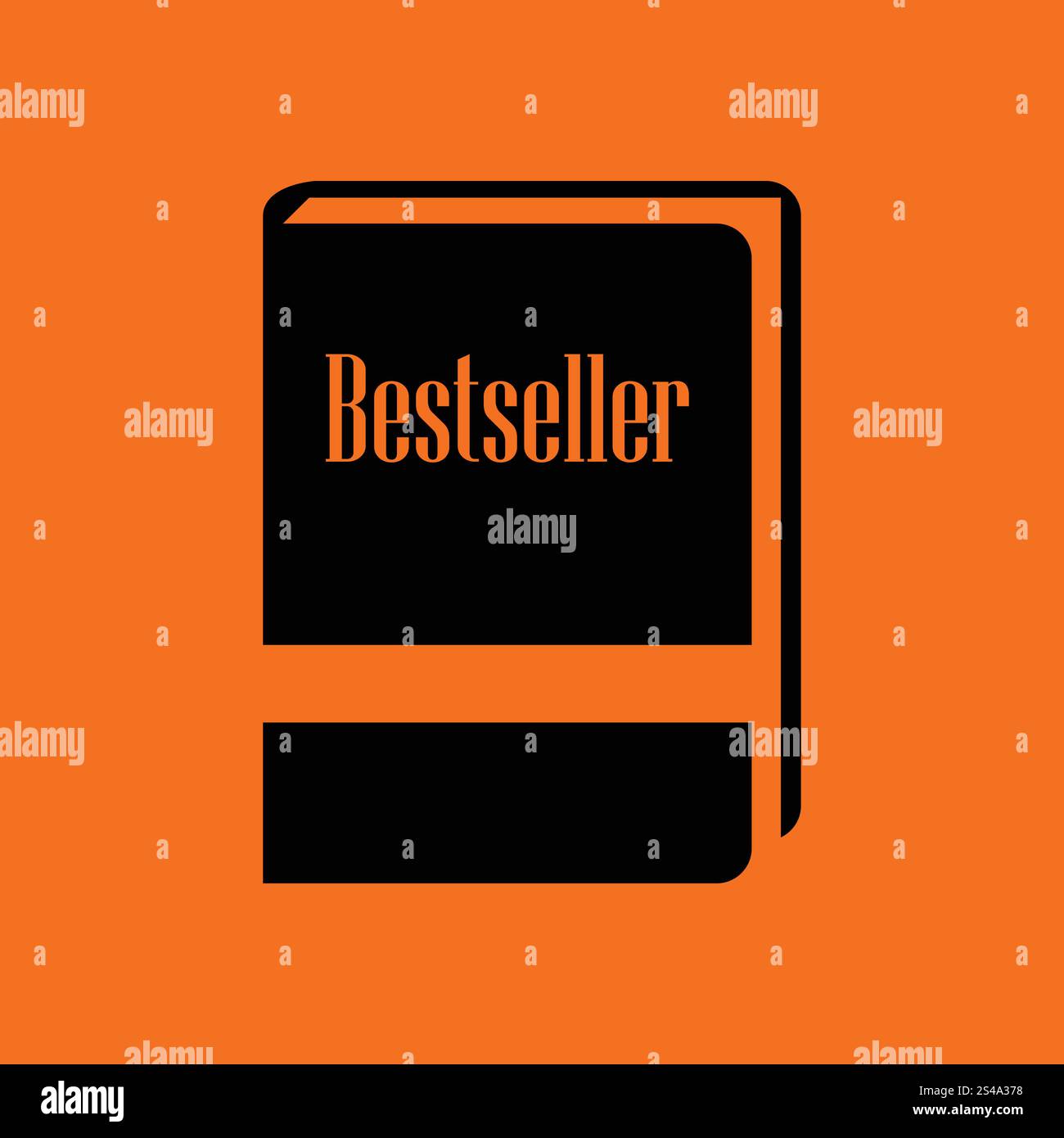Bestseller book icon. Orange background with black. Vector illustration ...