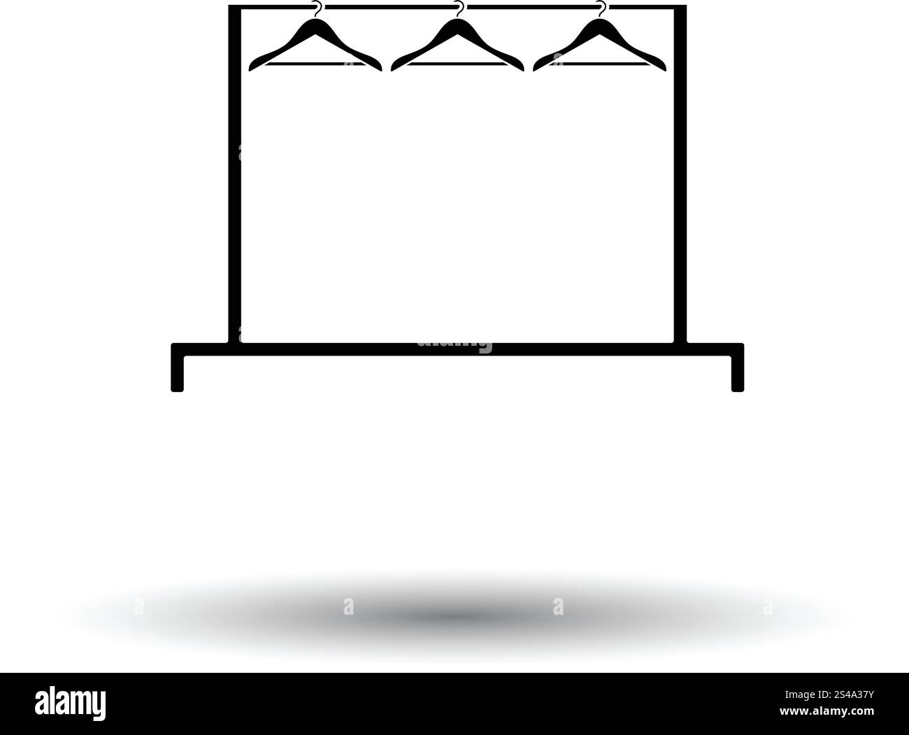 Clothing rail with hangers icon. White background with shadow design ...