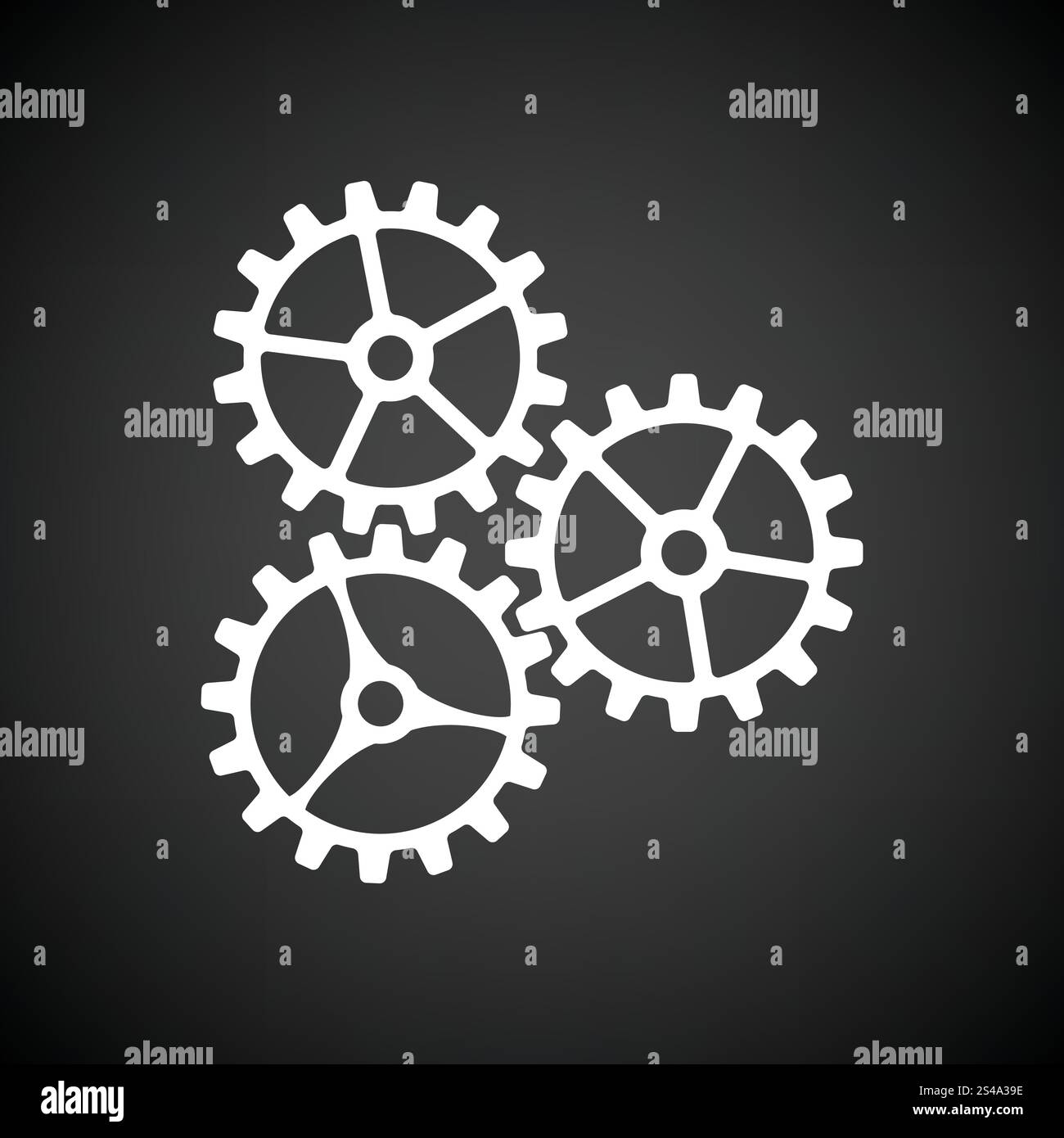 Gear icon. Black background with white. Vector illustration Stock ...