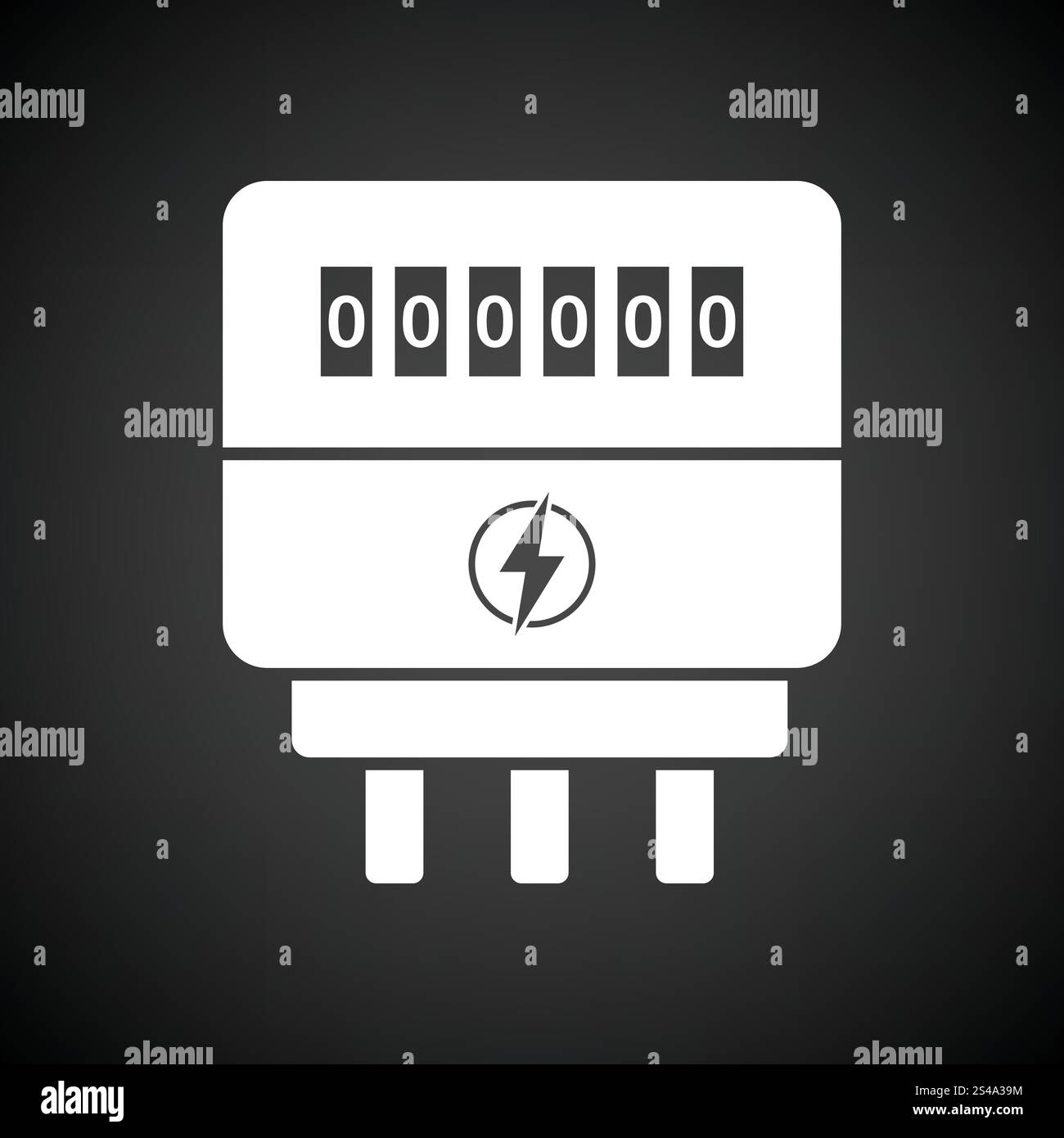 Electric meter icon. Black background with white. Vector illustration ...