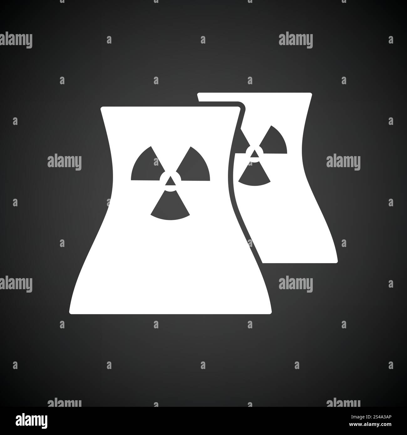 Nuclear station icon. Black background with white. Vector illustration ...
