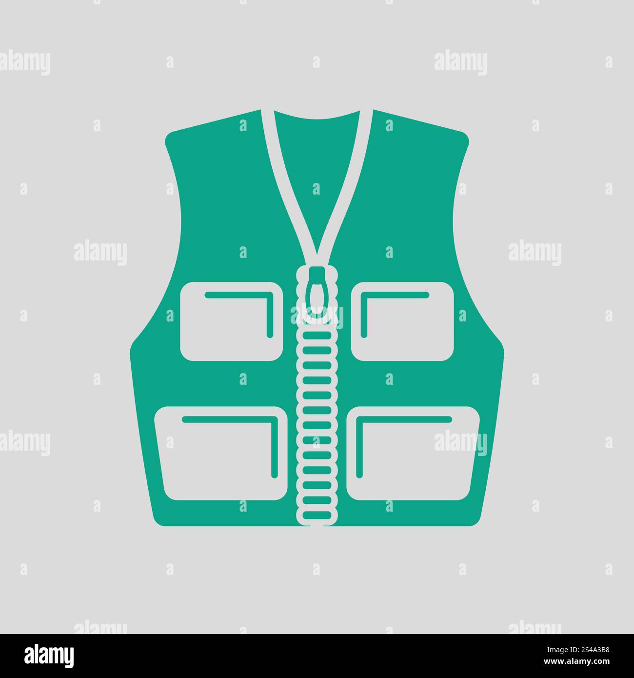 Hunter vest icon. Gray background with green. Vector illustration Stock ...