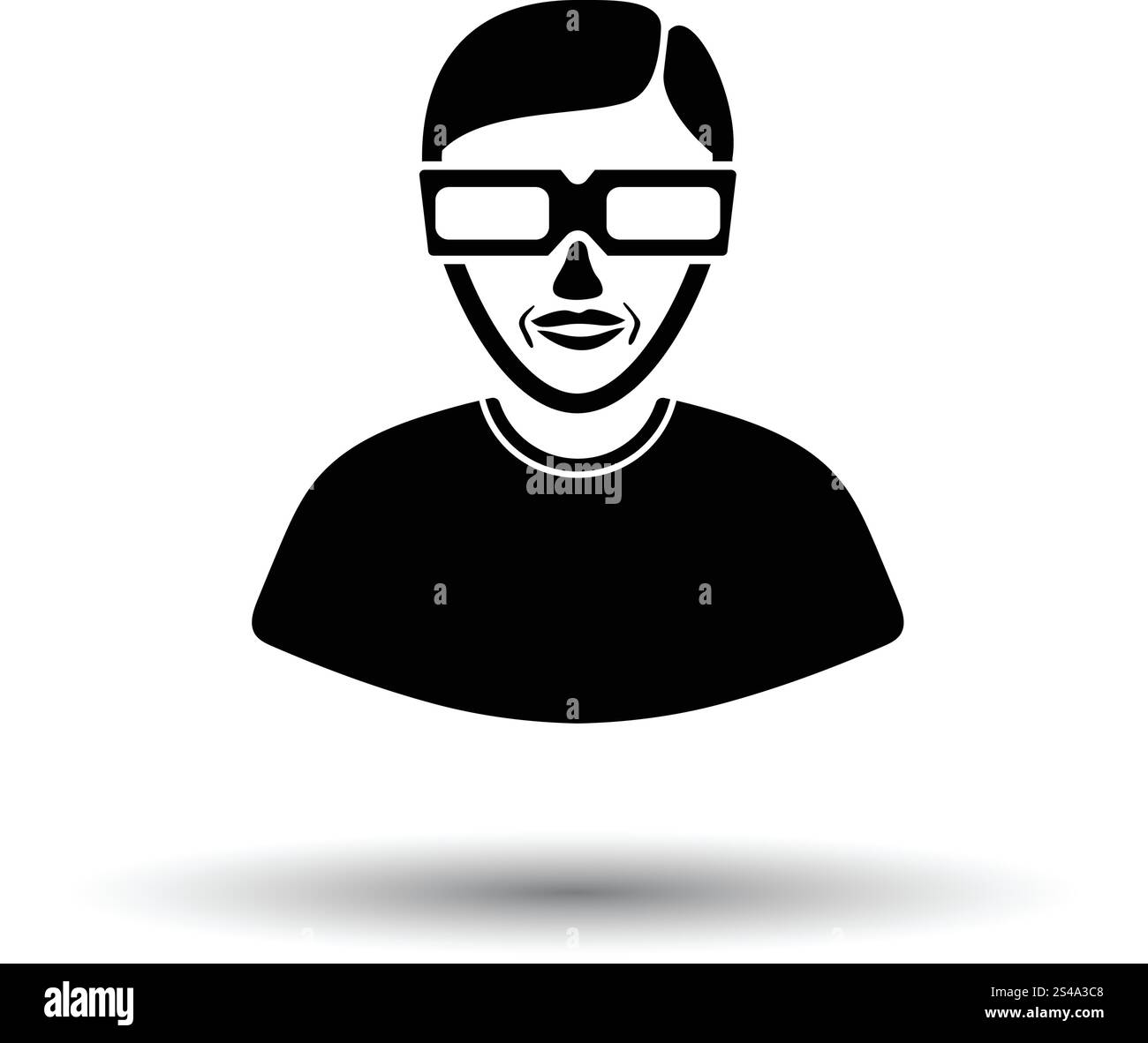 Man with 3d glasses icon. White background with shadow design. Vector ...