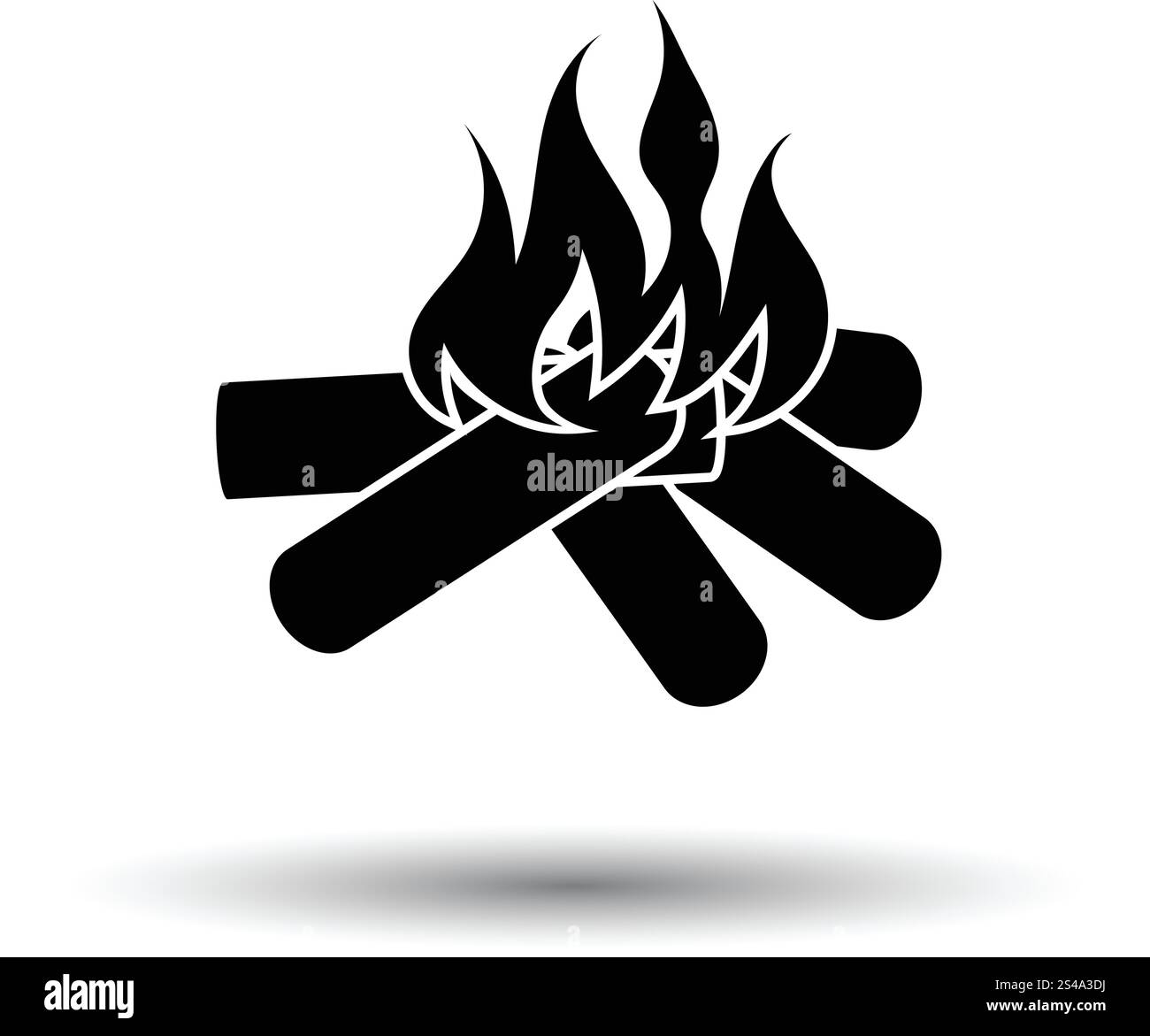 Camping fire icon. White background with shadow design. Vector ...