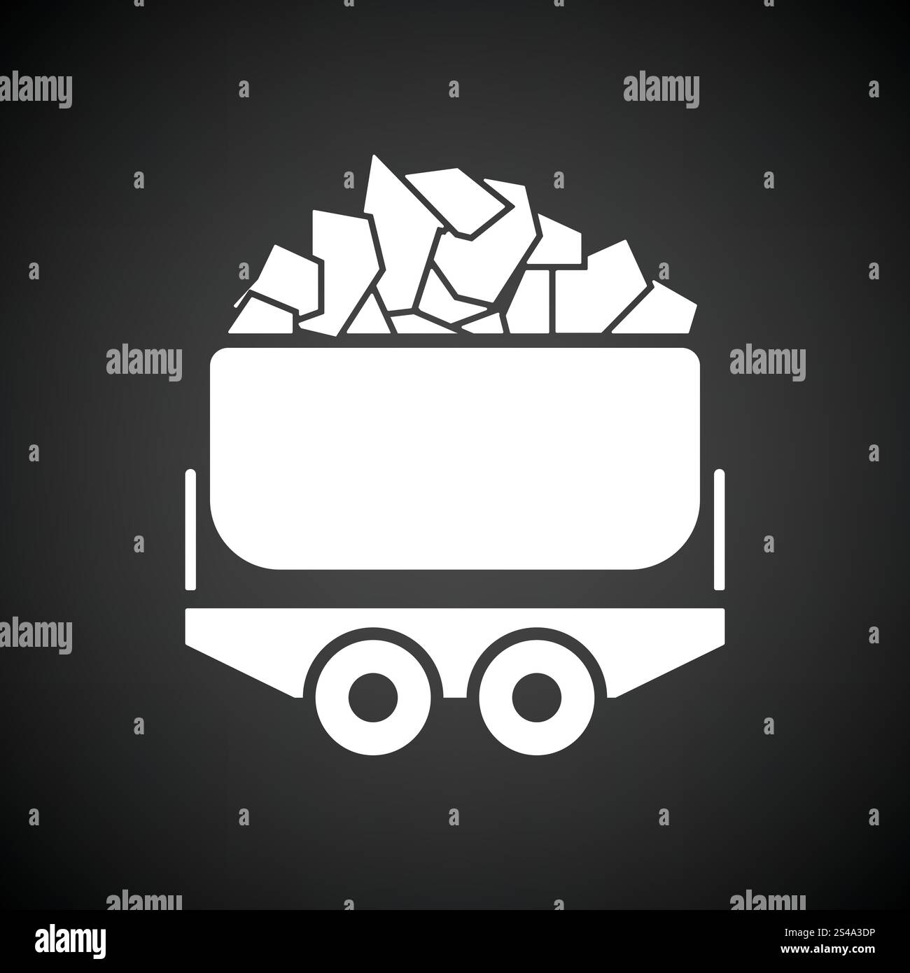 Mine coal trolley icon. Black background with white. Vector ...