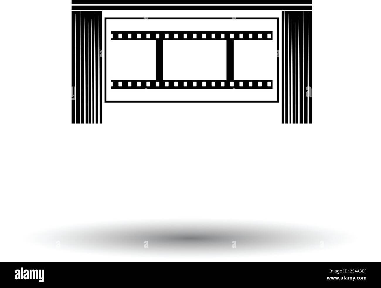 Cinema theater auditorium icon. White background with shadow design ...