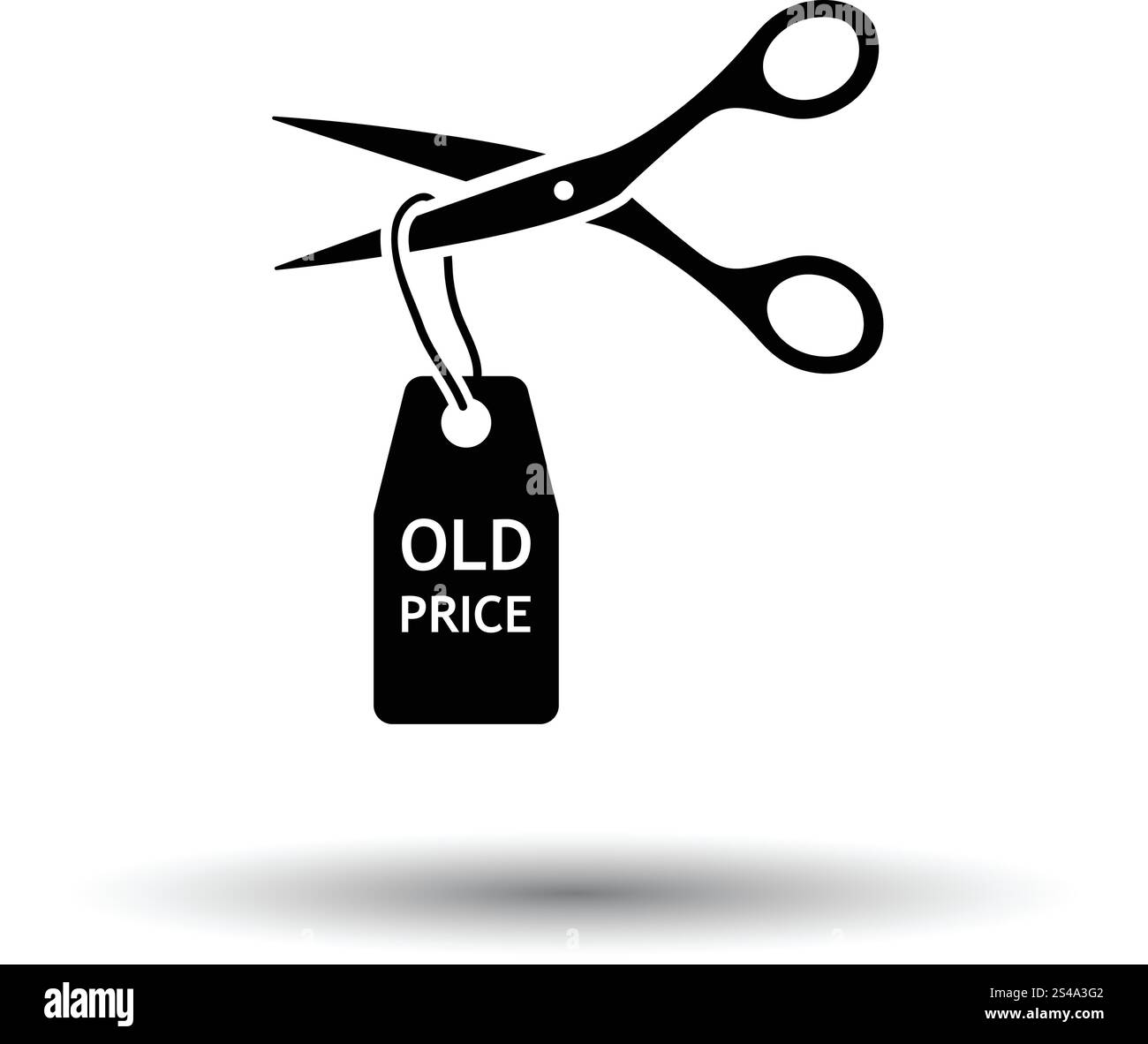 Scissors cut old price tag icon. White background with shadow design ...